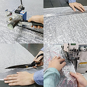 TRLYC 4Ft7Ft Silver Sequin Photo Backdrop Ceremony Background Shimmer Curtain for Wedding