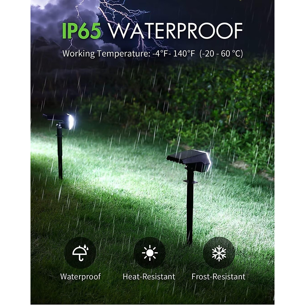 oditton Solar Light, Solar Garden Light, Solar Spotlight, Solar Wall Light, IP65 Waterproof, 4 Bright Modes, Self-Charging, Outdoor for Ardens, Courtyards, Fences, Path, Patio