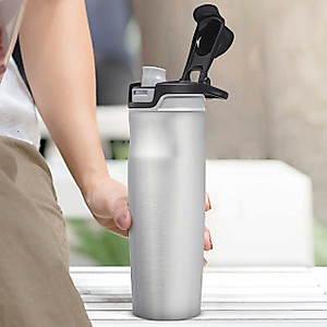 DISCOUNT PROMOS Juno Water Bottles with Flip Lid 20 oz. Set of 6, Bulk Pack - Reusable, Great for Gym, Hiking, Cycling and for School - Silver