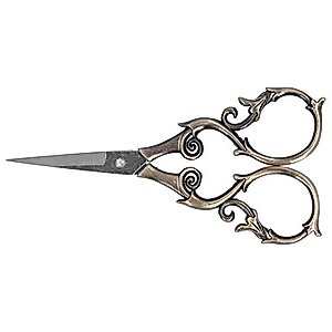 Vintage European Style Sewing Scissors, Flower Plum Blossom Scissors Embroidery Stainless Steel Scissors for Tailor Craft Work(Green)