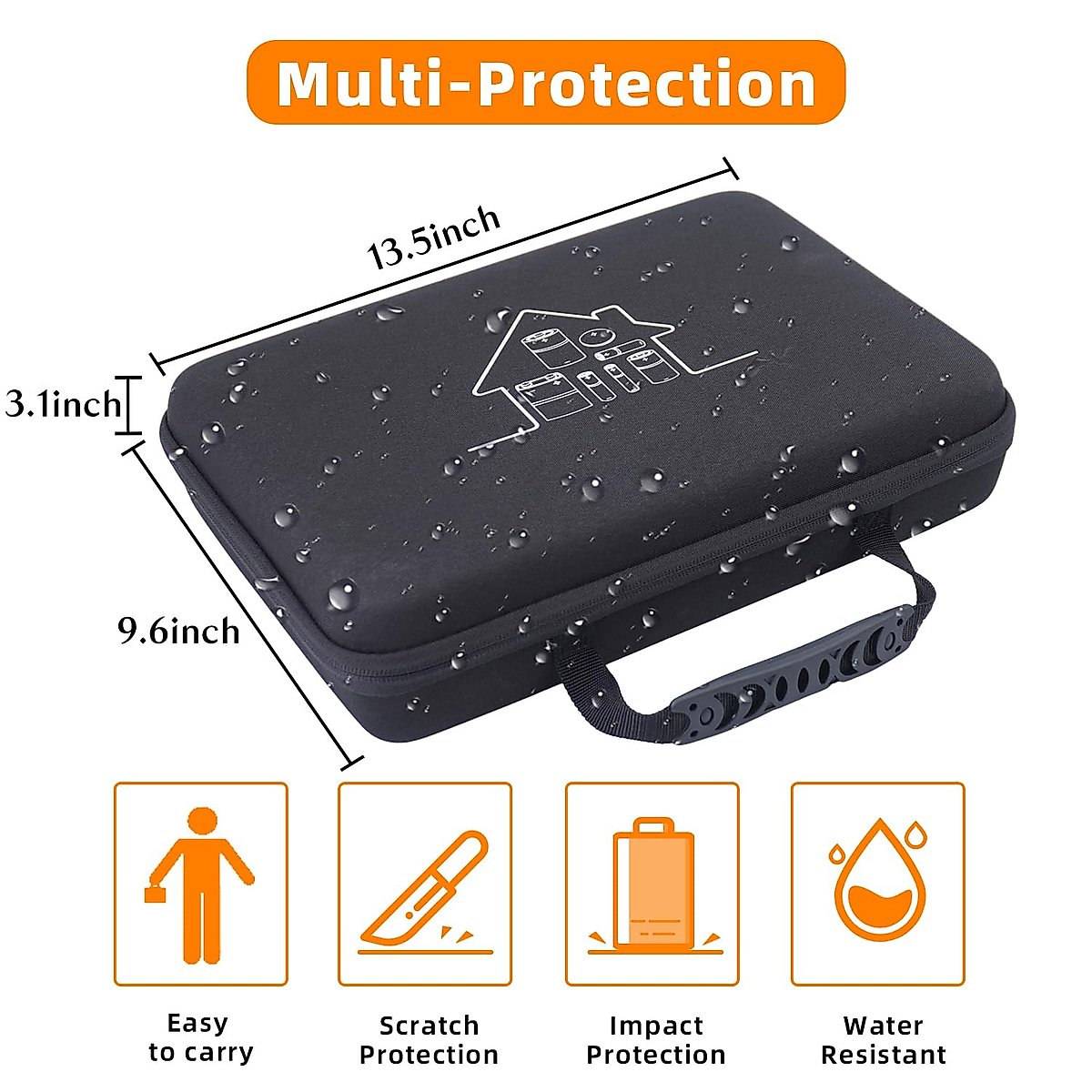HESPLUS Battery Organizer Storage Case, Battery Box Holder Carrying Bag Holds 210+ AA AAA C D 9V 3V Lithium LR44 CR2 CR1632 CR2032 Coin Cell Battery with Battery Tester BT-168(CASE ONLY！) - Black