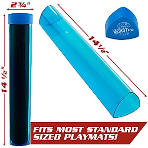 Playmat Tube - Monster Protectors Prism-Shaped Play Mat Tube (Blue Translucent) - Won't Roll, Easy in and Out Design (2 Pack)