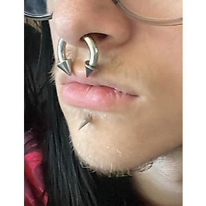 Ocptiy 6G 8G 12G 14G 16G Ear Earrings Gauges Septum Plugs Tunnels Stretching Kit Surgical Stainless Steel Horseshoe Eyebrow Lip Belly Nipple Ring Cartilage Helix Tragus Earrings Piercing Kit