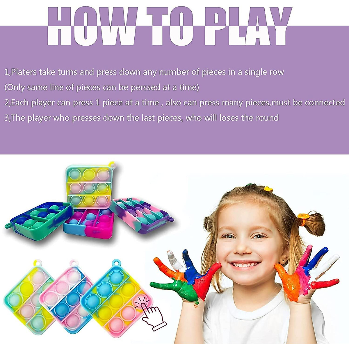 70Pcs Random Color Mini Pop Keychain Fidget Toy Push Bubble Pop Silicone Squeeze Sensory Toys Make Fun for Kids Anxiety Stress Reliever for Adults