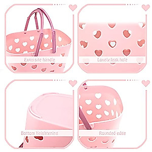 Plastic Shower Caddy Basket,Portable Shower Caddy Tote Box Organizer Bin Dorm with Handle for Bathroom, Pantry, Kitchen, College Dorm, Garage-Pink (1pc)