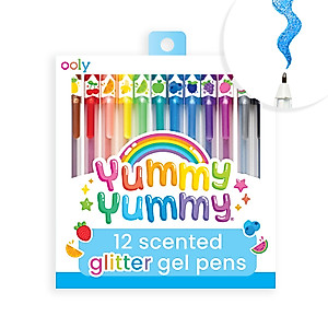 Ooly, Yummy Yummy Scented Glitter Gel Pens, Set of 12, Multicolor Pens for Arts and Crafts, Cute School Supplies for All Ages, Works on Black and White Paper, Great for Journal and Stationary