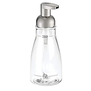 InterDesign Foaming Soap Dispenser for Kitchen, Bathroom, Sink, Vanity, Pack of 1, Clear/Brushed Nickel