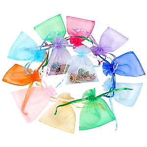 Boshen 100/200PCS Organza Gift Candy Sheer Bags Mesh Jewelry Pouches Drawstring Bulk for Wedding Party Favors Christmas 3"x4" 4" X 6" 5"x7" (3" X 4"(100PCS), White)