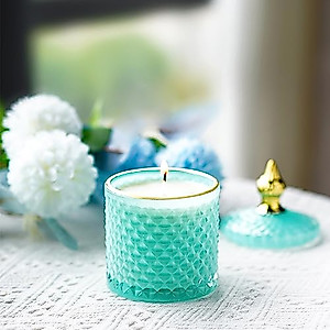 Blue Glass Jewelry Box with Lid,Crystal Candy Jar,Glass Wedding Candy Buffet Jar,Crystal Apothecary Jars with Lid,Glass Container Gift for Women