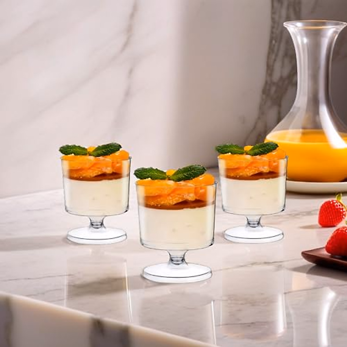 Elegant Clear Round Mousse Plastic Cups (Pack Of 10) - 2 oz. | Perfect For Celebrations, Gatherings, Parties & Home Dinners