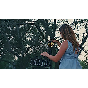 Address America USA Handcrafted, Double-Sided Reflective Boardwalk Lawn Address Sign With Name Rider And LED Solar Light - 58" Pole