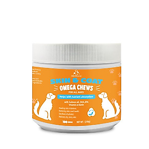 Omega 3 Alaskan Fish Oil Chew Treats for Dogs - AlaskOmega for EPA DHA Fatty Acids Supplement Hip Joint Health Itch Relief Support Skin Coat Hot Spots Treatment Pet Salmon Oil Chews(100 Soft Chews)