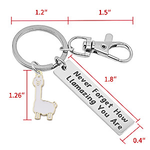 NAKUMICHA Motivational Llama Keychain Never Forget How Llamazing You are，Llama Gifts for Women,Alpaca Gifts decor Llama Lover Jewelry Gift for Family BFF Animal Lovers white
