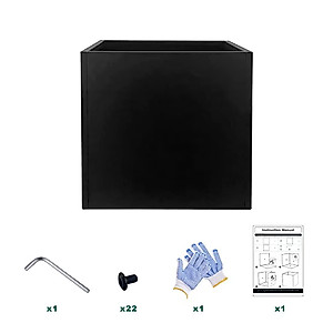 Galvanized Steel Planter Box Black Metal Planter Large Square Indoor Outdoor Planters Cube Steel Heavy Duty Flower Pot 20Inch Powder Coating Modern Commercial Residential for Patio, Deck, Yard, Garden