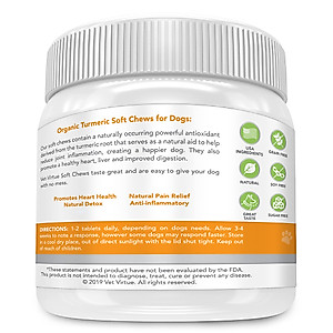 Turmeric for Dogs - Organic Turmeric with Curcumin, Hip and Joint Supplement Dogs Soft Chew, with Collagen and Bioprene, High Absorption Eliminates Joint Pain Inflammation - 120 Count