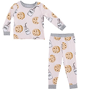 Mud Pie baby girls Girls' Set, Pink, Mud Pie Milk and Cookies Pajama Set Pink 4 Toddler, Pink, 4T US