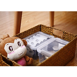 Citylife 1.3 QT 8 Packs Small Storage Bins Plastic Storage Container Stackable Box with Lids for Organizing, Clear White