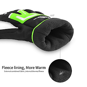 INBIKE Cycling Winter Gloves,for Men Windproof Reflective Thermal Gel Pads Touch Screen MTB Mountain Bike Green Large
