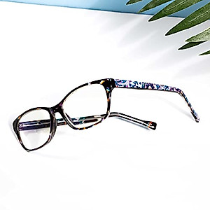 Vera Bradley Women's Readers, 2.25 Power, 30% Blue Light Filtering, Spring Hinge Comfort, Cloud Vine Multi Rectangular Reading Glasses, 2.5