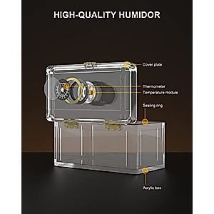 TISFA Acrylic Cigar Humidor with Humidifier and Hygrometer, Desktop Cigar Case Box That can Hold About 15-20 Cigars (S)