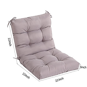 Tiita Outdoor/Indoor Seat/Back Chair Cushion with Ties All Weather Chair Cushion Lounge Chair Cushions Deep Seat Patio Cushions Wicker Seat Cushion for Outdoor Furniture （Grey, 42x21 inch）