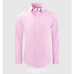 Black n Bianco Boys' Signature Oxford Long Sleeve Dress Shirt Pink Size 12