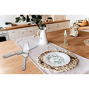 Fashioncraft Cake Knife and Server Set, Hammered Design in Silver Color