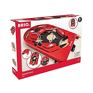 BRIO 34017 Pinball Game - Classic Vintage Arcade Style | Engaging Brain Game for Kids and Adults | Ideal Gift for Ages 6 and Up, Red