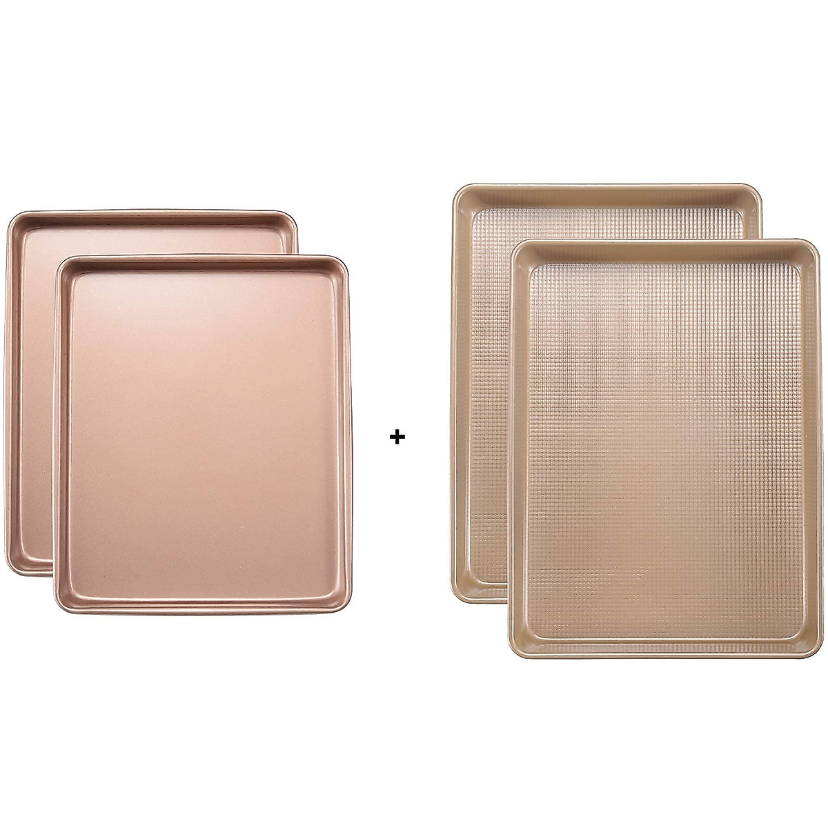 Joho Baking Sheet Pans Cookie Sheet,Nonstick Bakeware Cookie Pan Set,Cookie Baking Pan for oven, 13inch,15inch, Gold