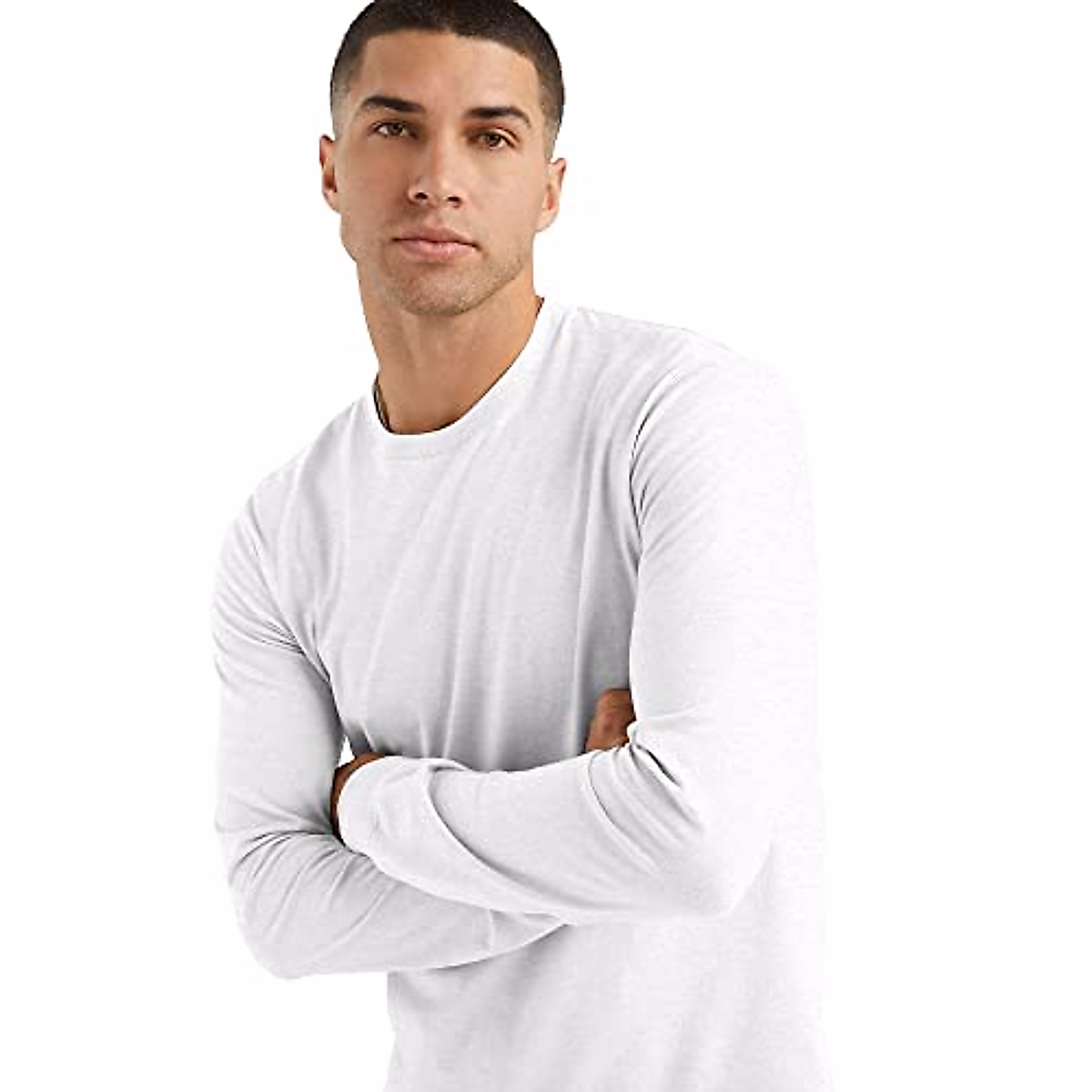 Hanes Originals Long Sleeve Cotton T-Shirt, Classic Crewneck Tee for Men, White, Medium