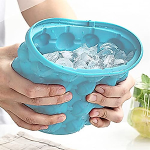 Silicone Ice Cube Maker With Lid Ice Bucket Ice Mold Space Saving Champagne Wine Beer Bucket For Kitchen Party Barware (Size : 1000ml) ()