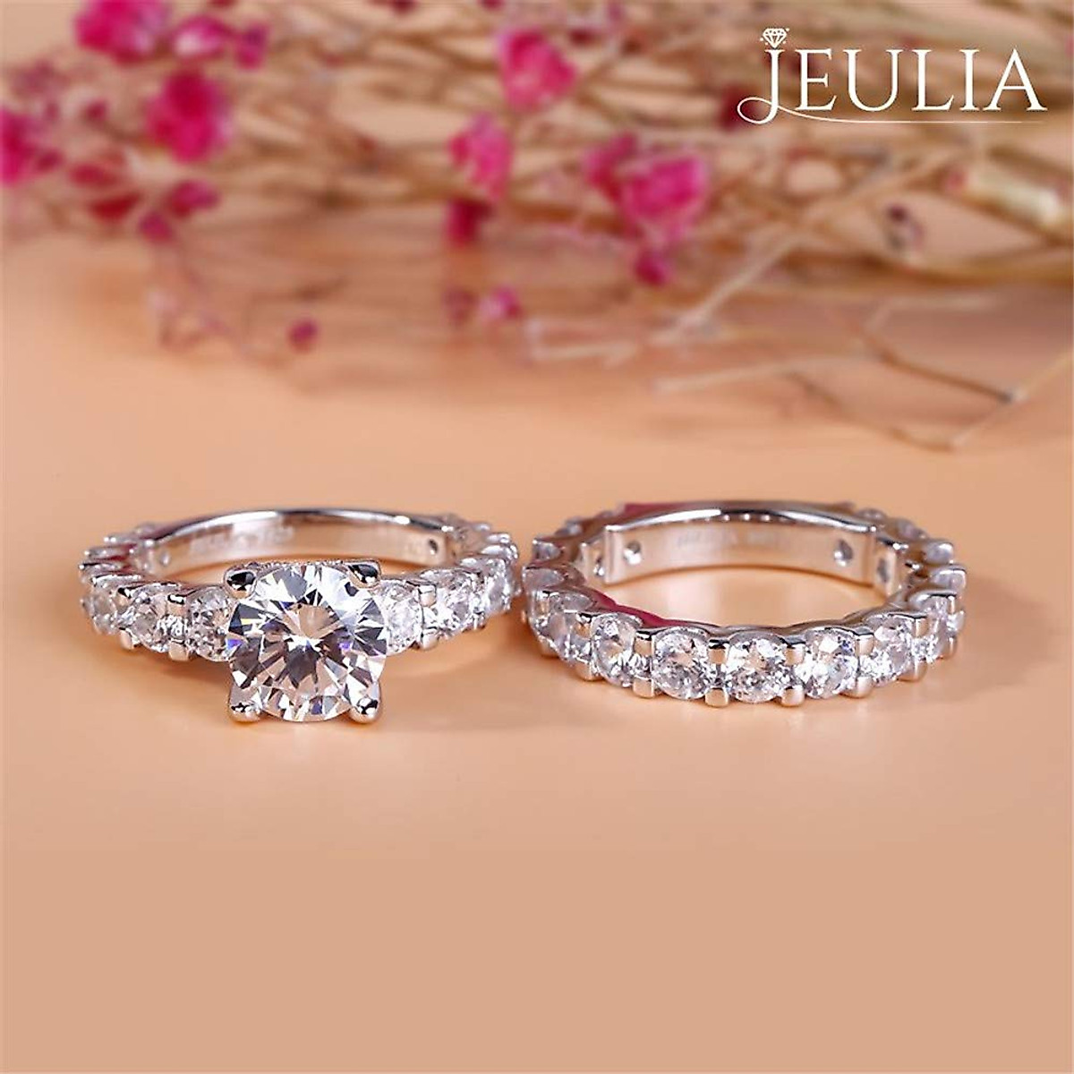 Jeulia 3.5 Carat Round Cut Sterling Silver Wedding Ring White Diamond Cubic Zirconia Bridal Engagement Rings Solitaire Bridal Set Anniversary Valentine’s Gift with Beautiful Jewelry Box (8)