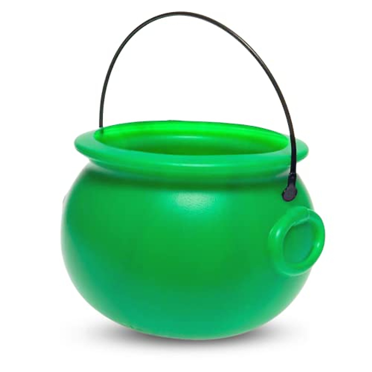 8" St Patricks Day Pot of Gold Decorations Plastic, Green Pot of Gold Cauldron Plastic Bucket Decor for St Patricks Day Table Decorations, & Centerpiece by 4E's Novelty