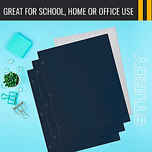 Two Pocket Portfolio Folders, 50-Pack, Navy Blue, Letter Size Paper Folders, by Better Office Products, 50 Pieces, Dark Blue