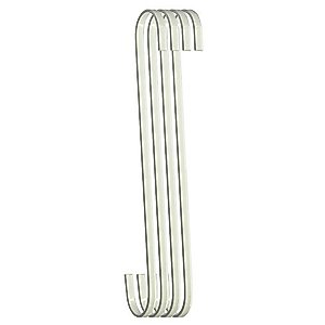 RuiLing 4-Pack 12 Inch White Finish Steel Hanging Flat Hooks - S Shaped Hook Heavy-Duty S Hooks, for Kitchenware, Pots, Utensils, Plants, Towels, Gardening Tools, Clothes