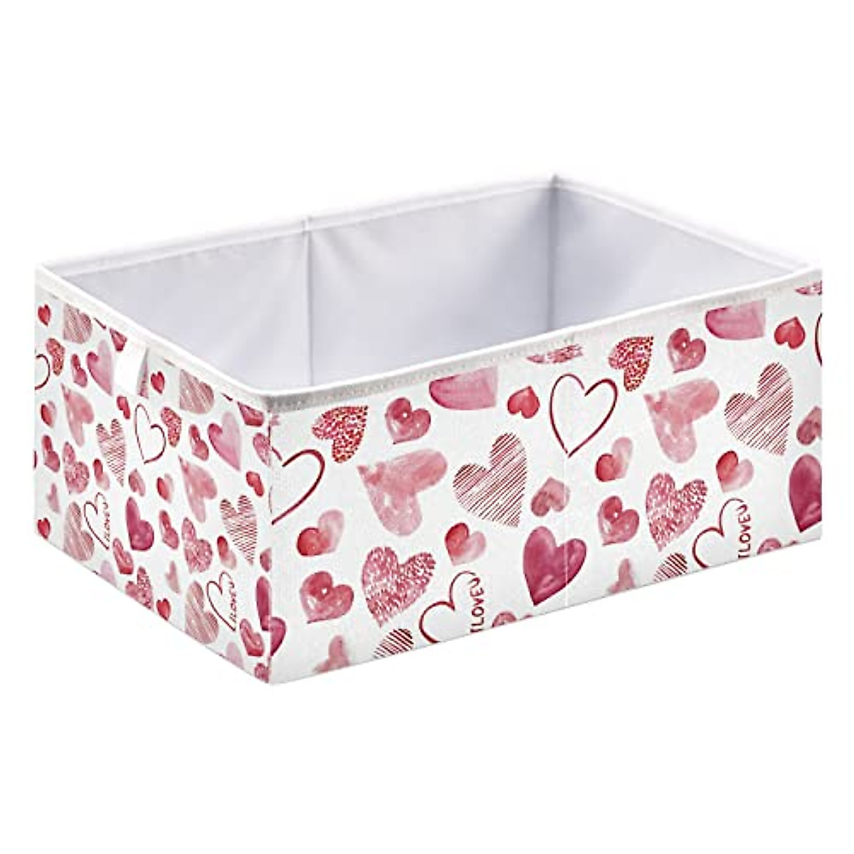 Hearts Storage Basket Storage Bin Rectangular Collapsible Storage Box Nursery Storage Hamper Organizer for Rooms Playroom Shelves