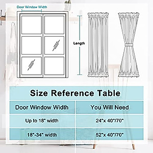 Hiasan French Door Curtains for Small Window, Rod Pocket Short Front Sidelight Curtain, 1 Panel (Black, W 24 inch x L 40 inch)