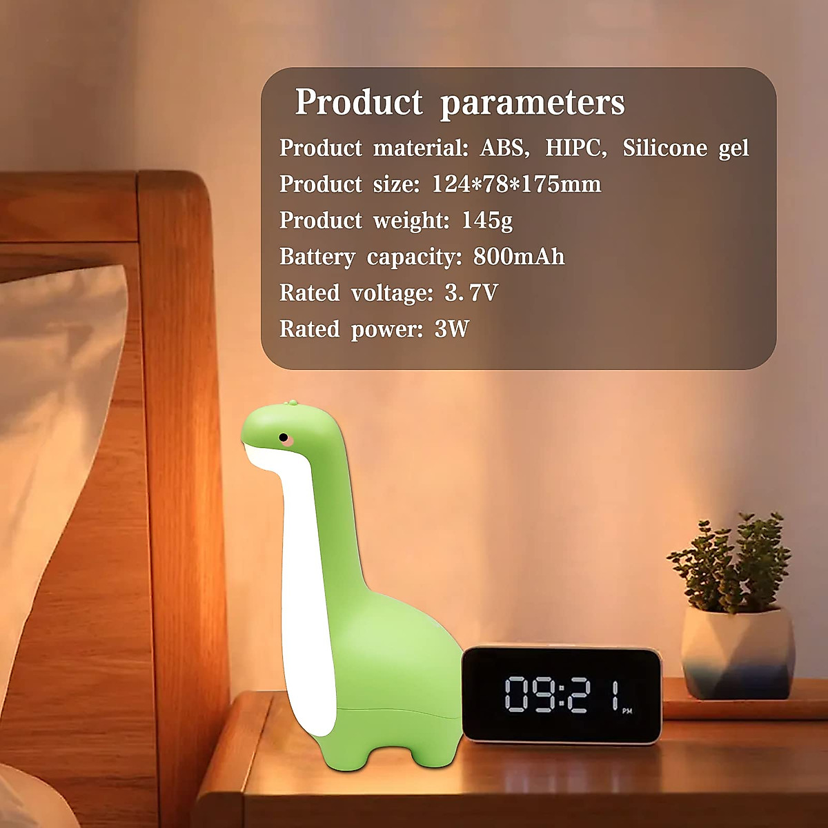 DUFFOBAN, Dinosaur Light Cute LED Night for Kids, Nursery Night Lights,Portable Bedroom Cute Bedside lamp for Girls Boys Gifts Decor Lamps .Rechargeable Baby Mood Light Dinosaur Lamp.（Blue）