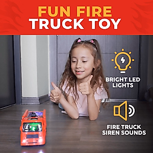 WolVolk Electric Firetruck Toy - Unstoppable Adventure with The Fire Trucks Stunning 3D Lights and Sirens Toddler Fire Truck Toys for 3 Year Old Boys - Fire Trucks for Toddlers 3-5
