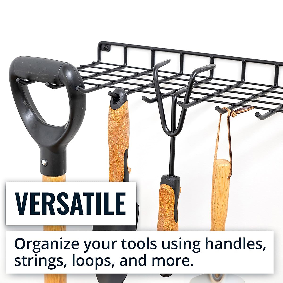 StoreYourBoard The Afton Laundry Room Shelf, Wire Shelving Wall Mounted, Hanging Hooks for Broom and Mop, Cleaning Supplies Shelf for Home and Garage, 17.5" x 9"