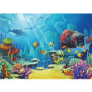 CHAIYA Under The Sea Backdrop Ocean Little Mermaid Backdrop Background for Under The Sea Theme Baby Shower Photo Booth Banner Party Cake Table Decoration 5x3ft 109