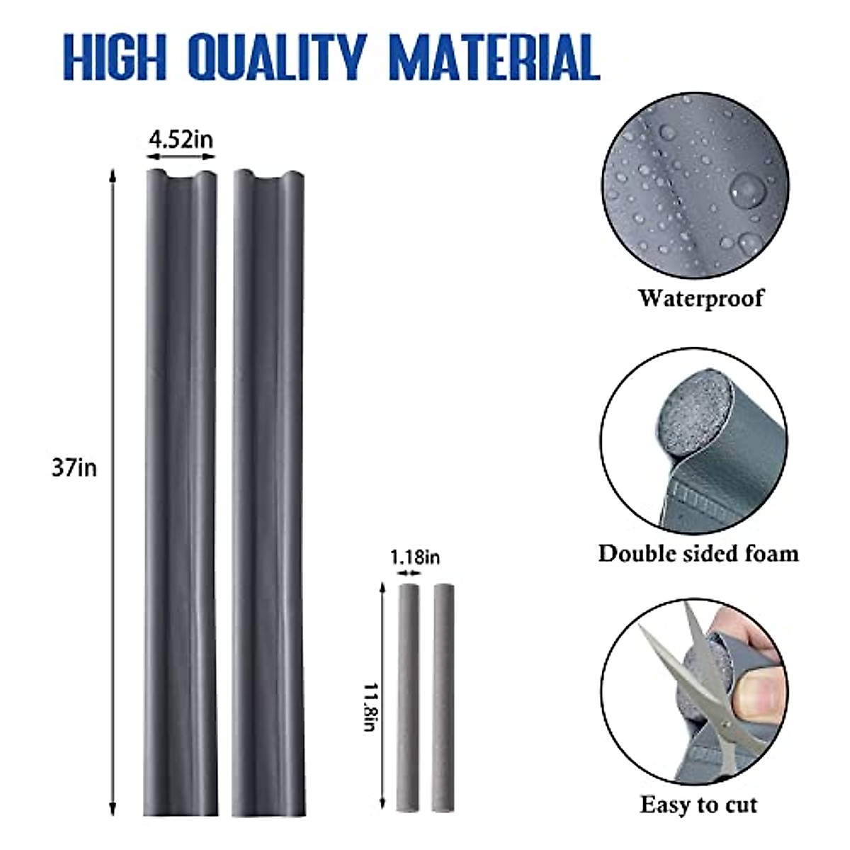 Under Door Draft Stopper 37" Cuttable and Washable,Draft Stopper for Bottom of Door,Twin Door Draft Stopper,Energy Saving Weather Stripping Door Seal Reduce Noise Adjustable Door Stoppers (Gray)…