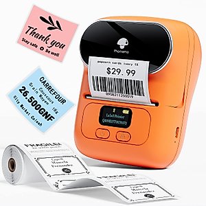 Phomemo M110 Label Maker, Barcode Printer, Bluetooth Portable Thermal Label Printer for Small Business, Sticker Printer Inkless Labeler for Address, Logo, Clothing, Mailing, for PC & Phone