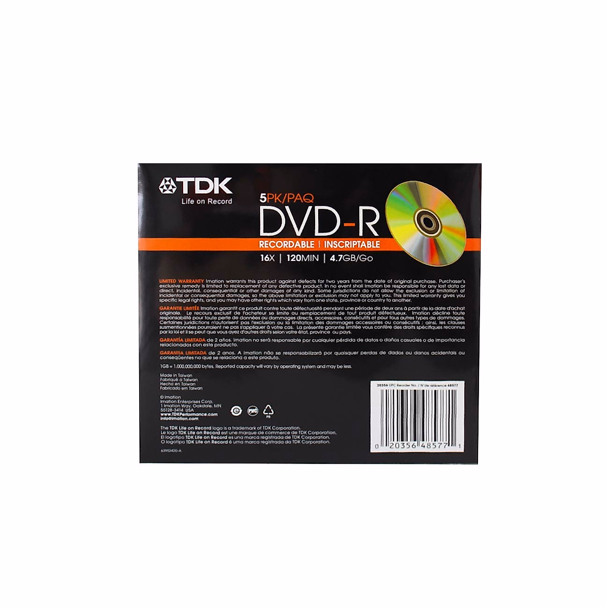 TDK DVD-R Recordable DVD Discs DVD-R47FS5