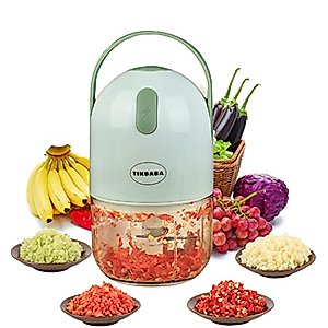 TIKBABA Electric Food Processor,chopper vegetable cutter,3 stainless steel blades,Large Power Battery(Green)