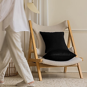 JIAHANNHA Velvet Black Throw Pillow Covers 18×18 Inches Pack of 2 Decorative Soft for Couch Sofa Bed Livingroom Office