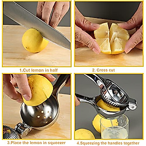 Premium Lemon Squeezer, TEZZ Large Heavy Duty Handhelp Juicer for Lemon/Citrus, Stainless Steel Hand Press Juicer, Lime Squeezer Bar Tool, Manual Citrus Press