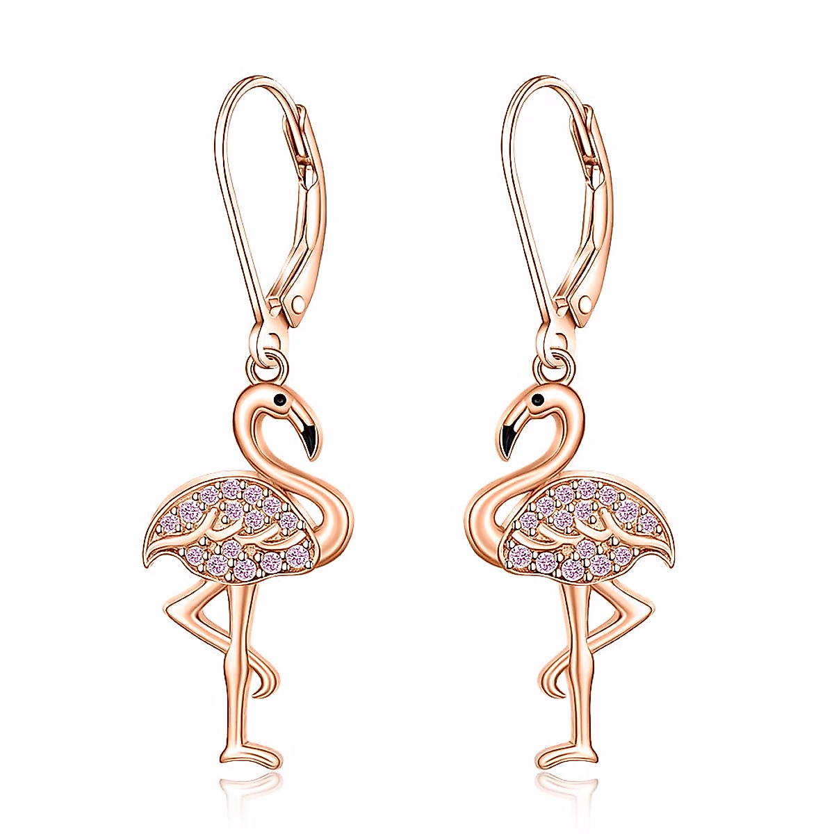 Flamingo Earrings for Women Sterling Silver Cute Bird Animal Rose Gold Pink Flamingo Dangle Hypoallergenic Christmas Holiday Summer Gifts