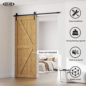 CCJH Barn Door Hardware Kit 4FT Sliding Track Heavy Duty for Single Max 24'' Wide Door Panel