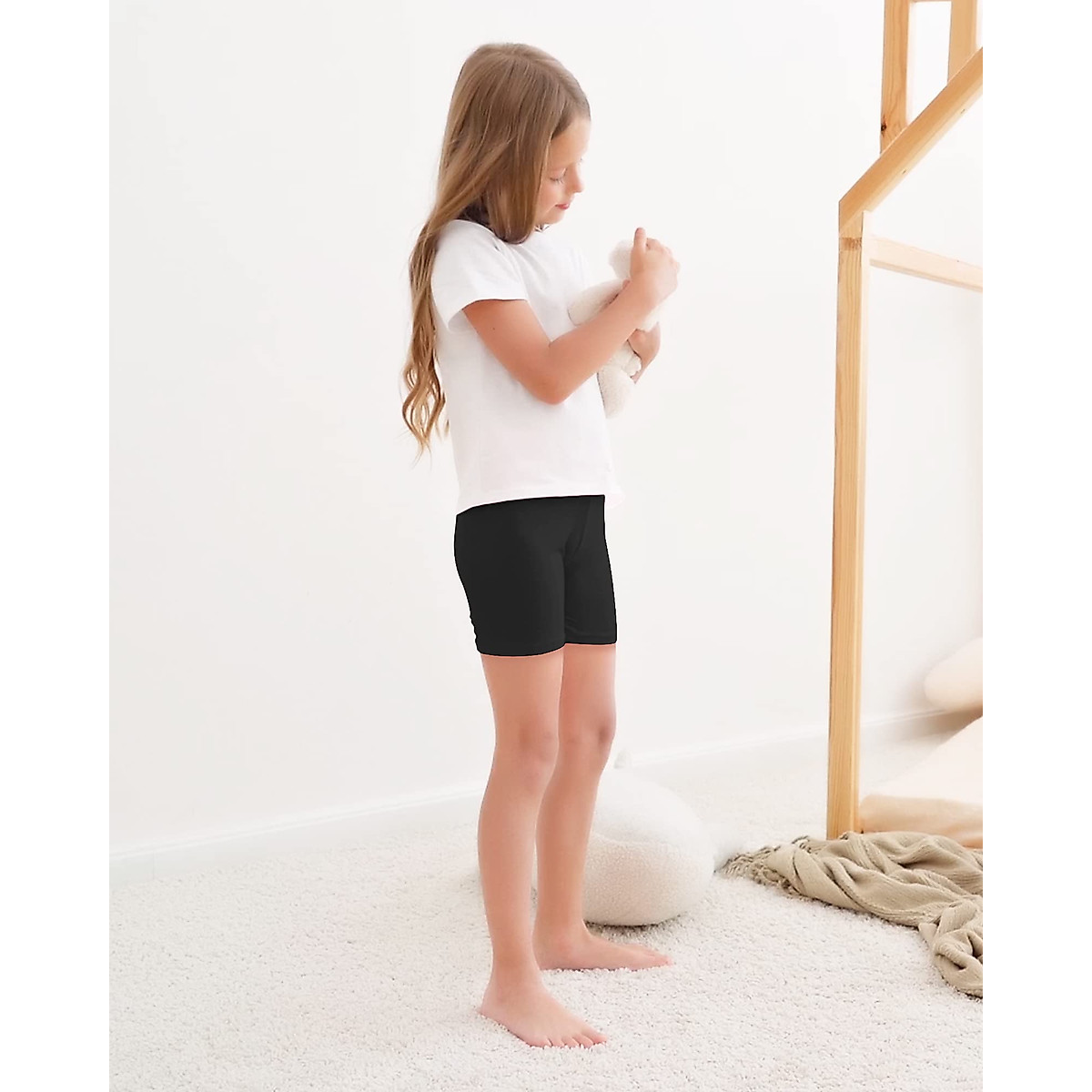 Auranso Girls Bike Shorts Cartwheel Breathable and Safety Biker Under Dress Dance Shorts Black 5-6T